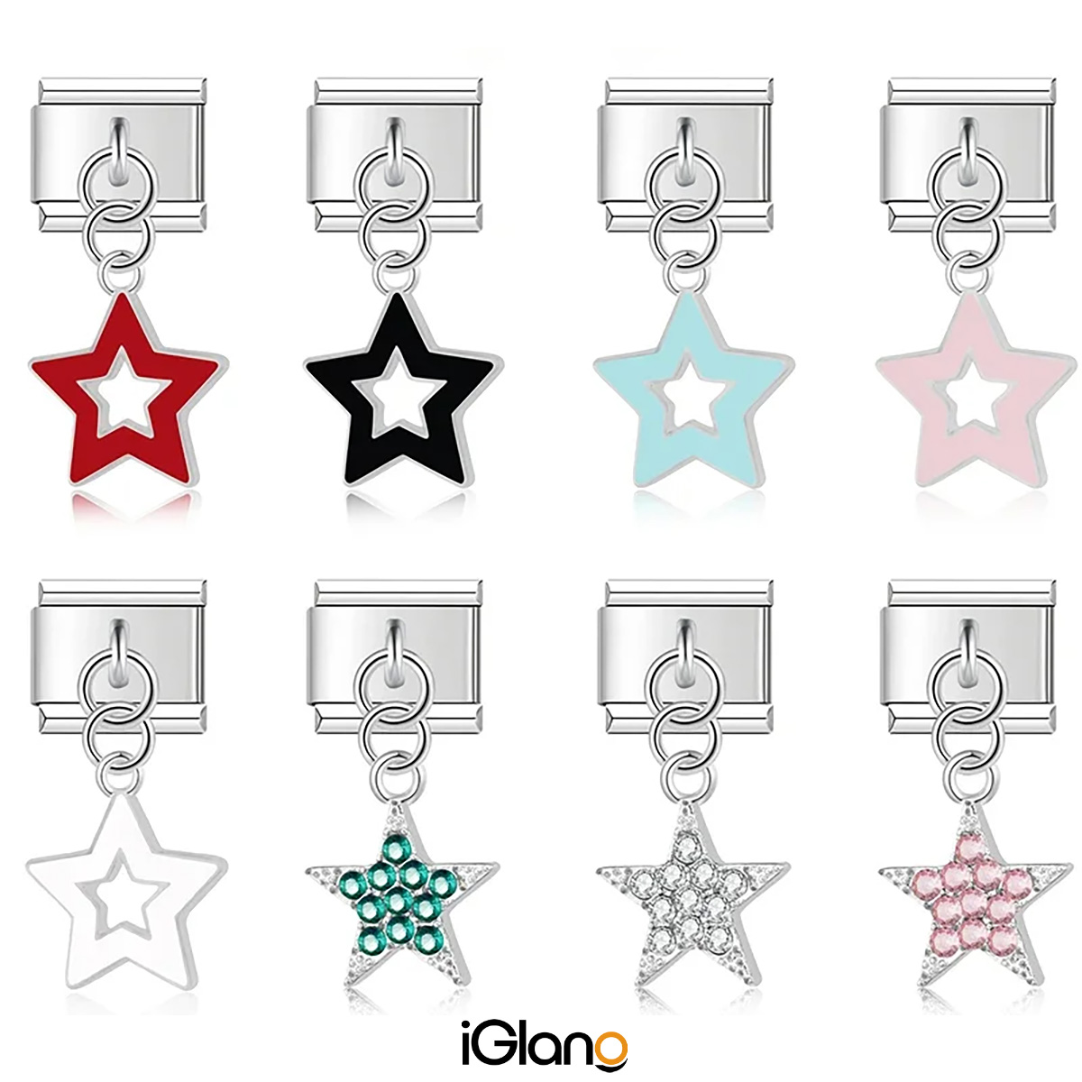 Glaze Star Shiny CZ Charm - Italian Charm Bracelet