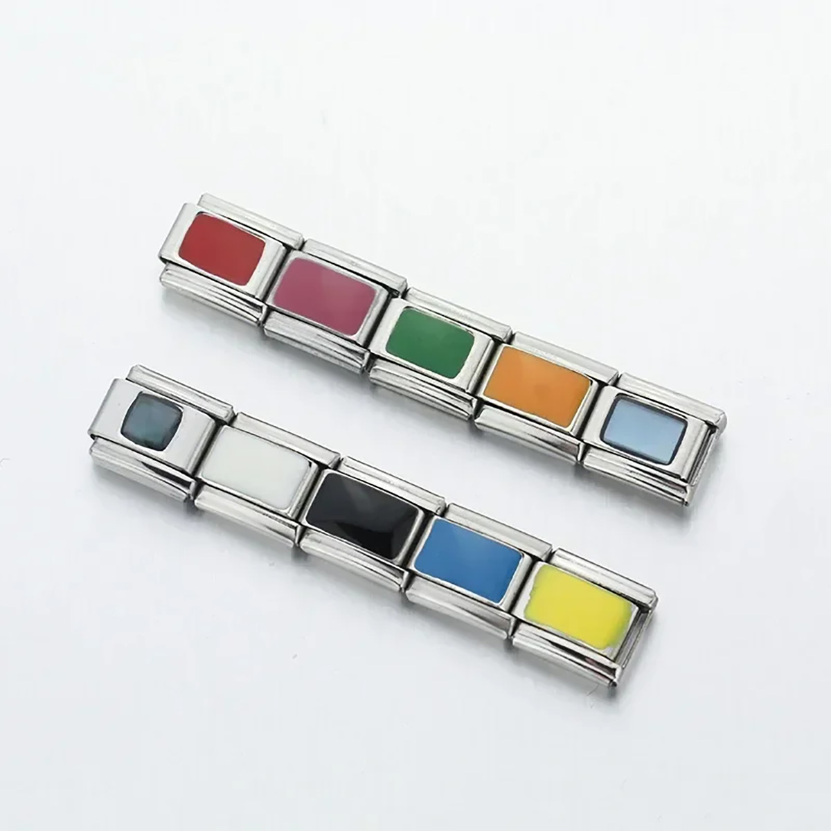 Black White Blue Color Charm - Italian Charm Bracelet